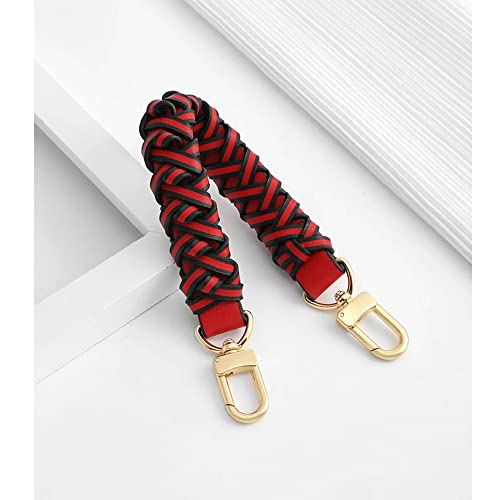 Genuine Leather Braided Handle Compatible with Neonoe Strap for Metis Noe BB NM Beaubourg Hobo (RED)