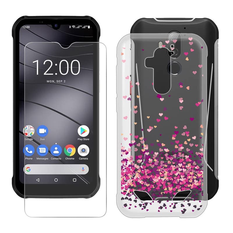Cover for Gigaset GX290 Plus (6.10") Case IJTYHF Soft Silicone Case Bumper Shell +Tempered Glass 9H Screen Protector Protective Film, Transparent Protective TPU Cases -A lot of Love