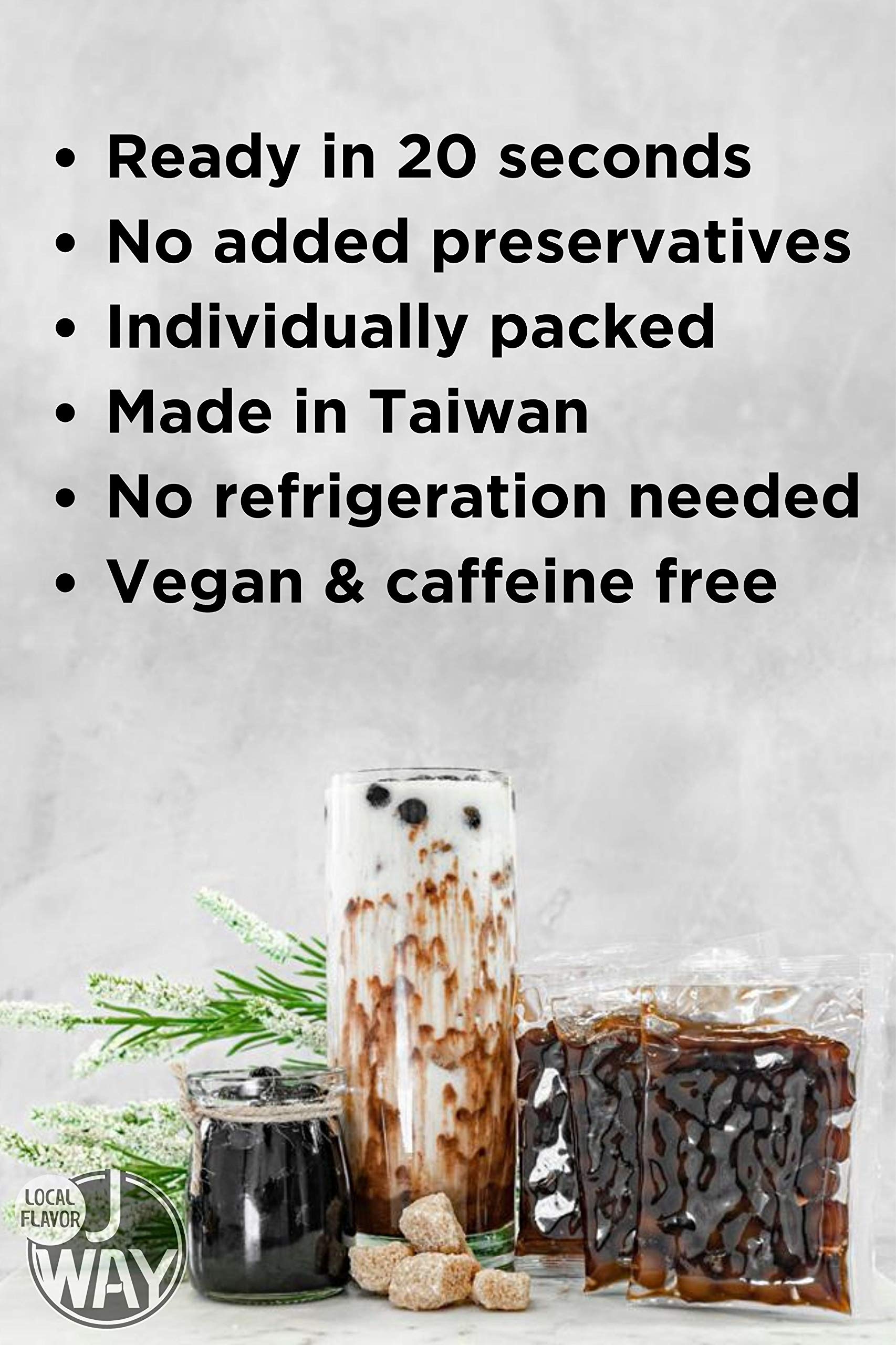 J WAY BOBA NOW Authentic Instant Tapioca Boba Pearls for Milk Tea, Smoothies and Desserts, Brown Sugar Flavor (Ready in Just 20 Seconds) - 120 Servings