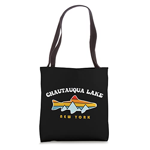 Chautauqua Lake New York NY Retro Sunset Fishing Tote Bag