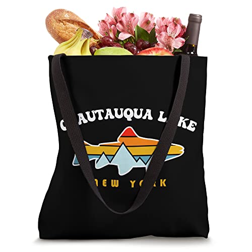 Chautauqua Lake New York NY Retro Sunset Fishing Tote Bag