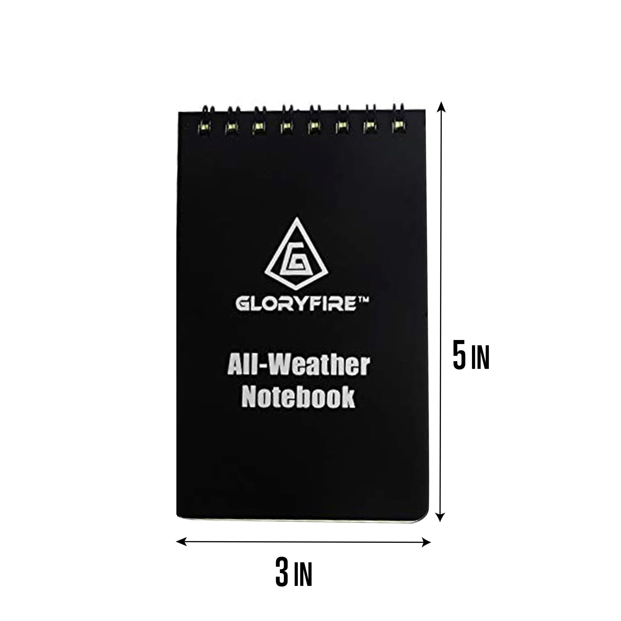 GLORYFIRE Waterproof Notebook All Weather Shower Pocket Tactical Notepad with Cover Steno Pad Memo Book (black 5pcs)