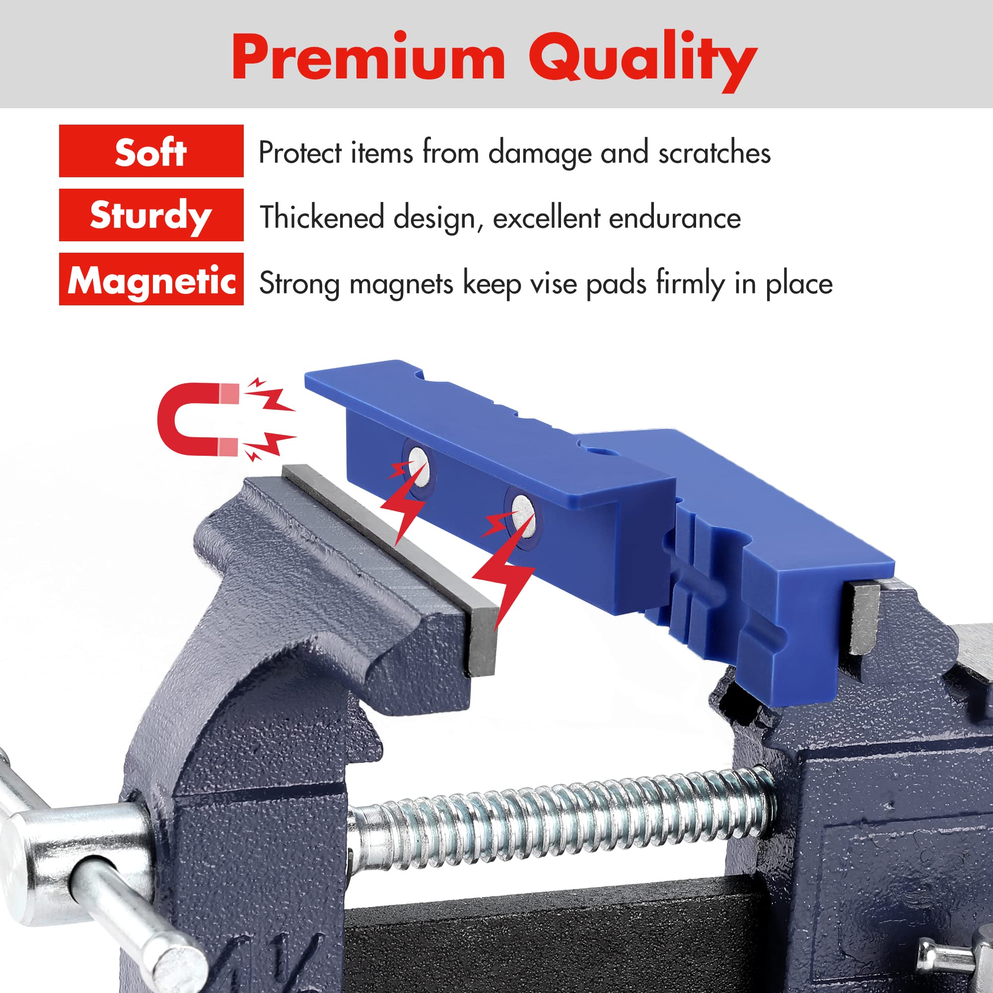WORKPRO 2-Pair 4-1/2" Vise Jaw Pads, Magnetic TPU Vise Jaw Protective Covers, 1 Multi-Groove Jaw Pads Set and 1 Standard Waffle Surface Jaw Pads Set