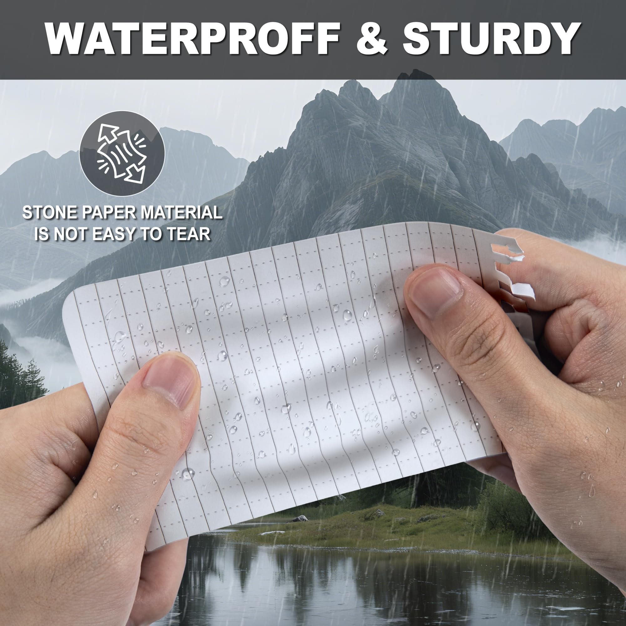 GLORYFIRE Waterproof Notebook All Weather Shower Pocket Tactical Notepad with Cover Steno Pad Memo Book (black 5pcs)