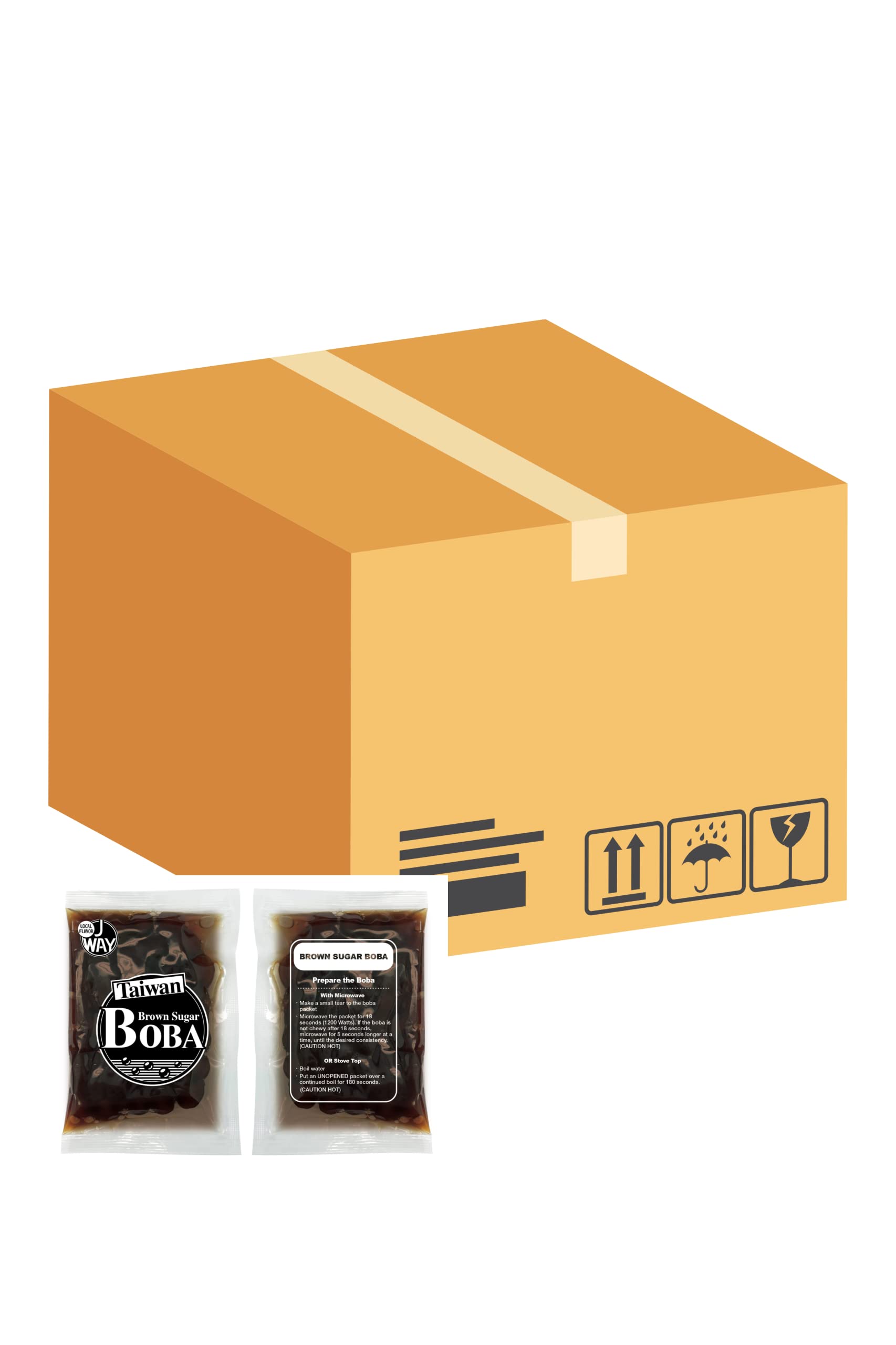 J WAY BOBA NOW Authentic Instant Tapioca Boba Pearls for Milk Tea, Smoothies and Desserts, Brown Sugar Flavor (Ready in Just 20 Seconds) - 120 Servings