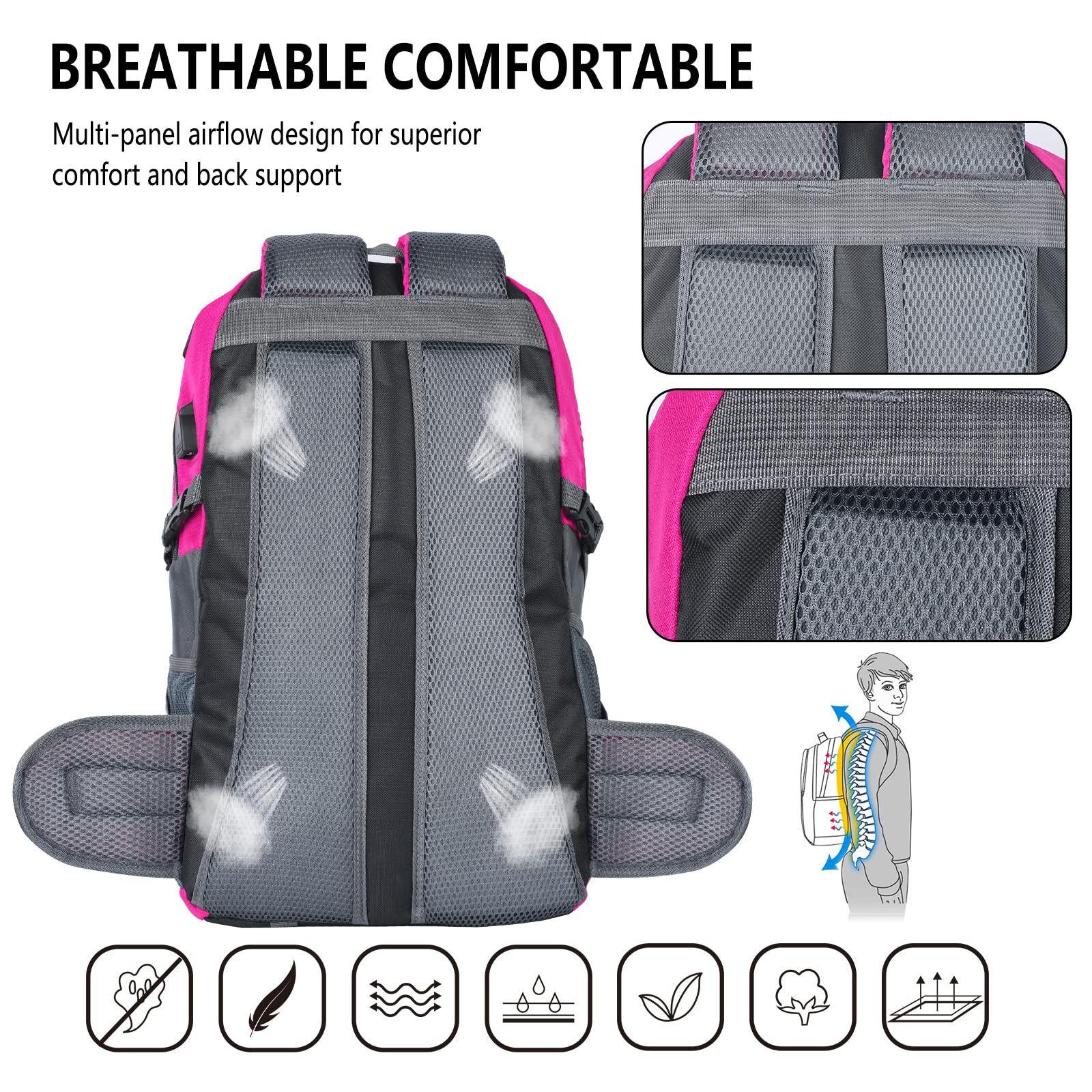 WEREWOLVES 40L Hiking Backpack, Outdoor Travel Camping Sport Lightweight Daypack for Women Men