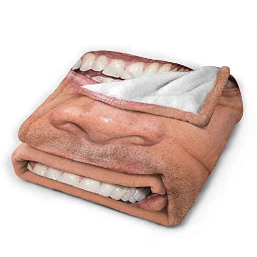 Flannel Rock Funny Face Blanket 50"X40" Soft Cozy Lightweight Fluffy Microfiber Funny Blanket All Season Funny Meme Throw Blankets Fuzzy Plush for Sofa Bed Couch