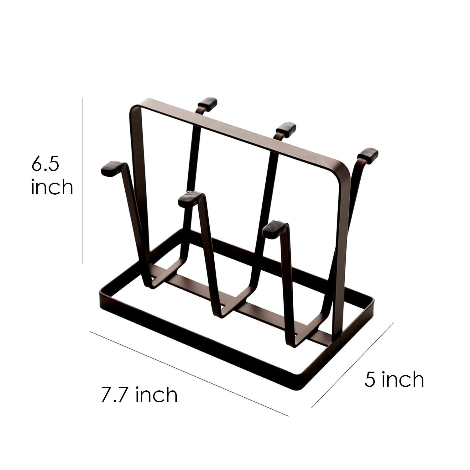 Bottle Drying Rack, Metal 6 Cup Mug Holder Silicone Protective Hooks Non-Slip Bottle Drying Holder Tree for Glasses, Coffee Mug Holder (Coffee Black)