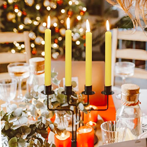 8 inch Taper Candles 4 Pack - Metallic Taper Spiral Candle Taper Candles - Unscented Dripless and Smokeless Home Décor - Dinner, Party, Wedding, Halloween, Churches (8 inch, Yellow)