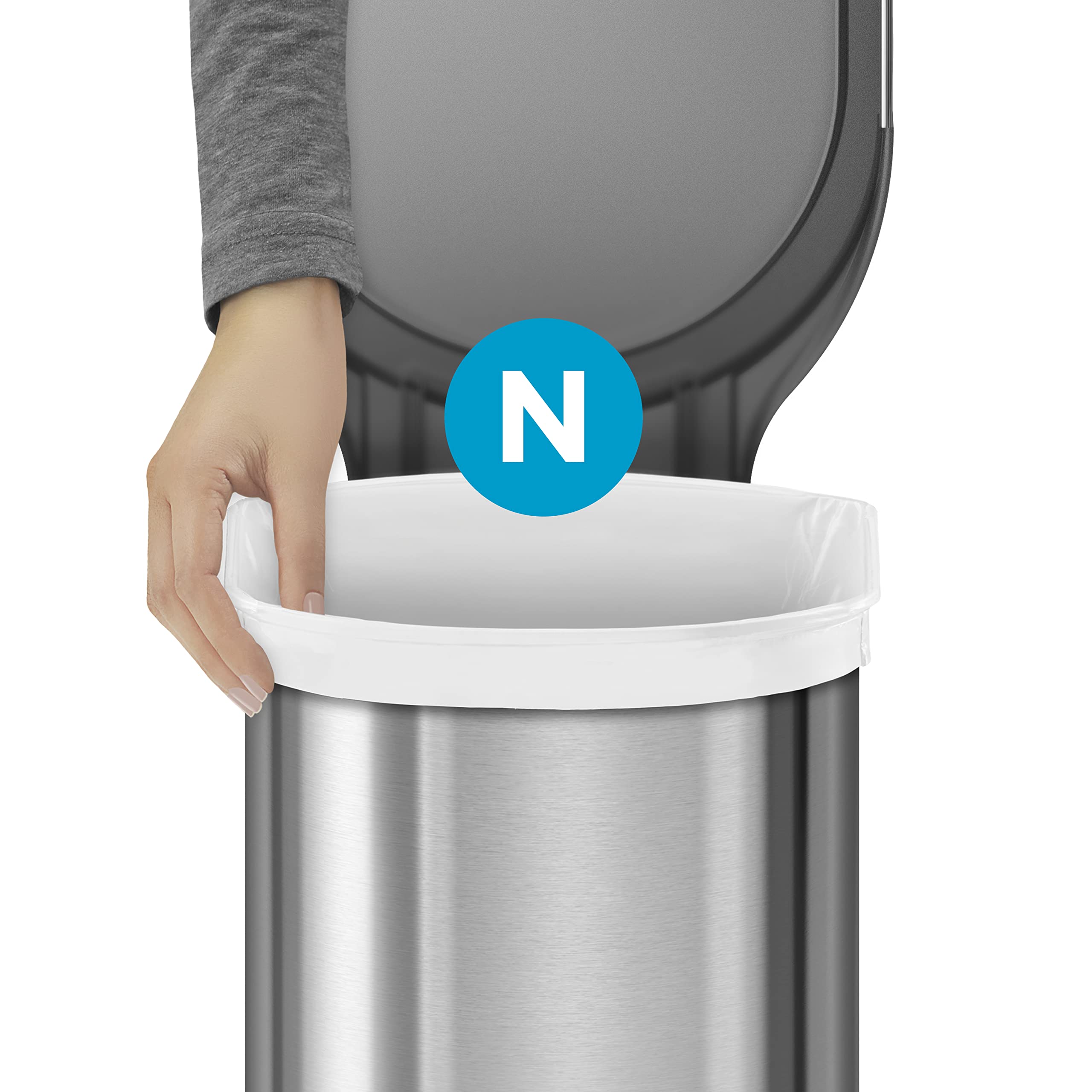 simplehuman Code N Custom Fit Drawstring Trash Bags in Dispenser Packs, 100 Count, 45-50 Liter / 11.9-13.2 Gallon, White