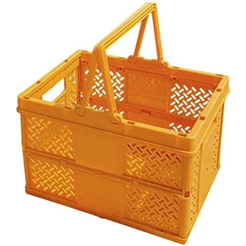 Yardwe Multi-Functional Storage Basket Home Use Sundries Clothes Storage Box Portable Plastic Basket (Orange)