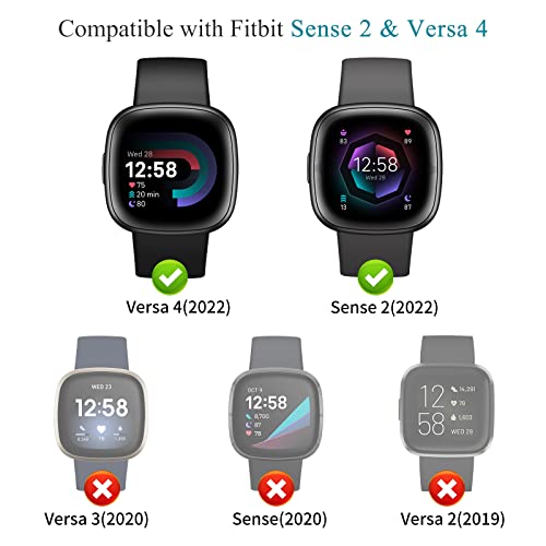 RICHONE 8-Pack Compatible with Fitbit Versa 4 & Sense 2 (2022) Screen Protector Case, Bling Diamonds Cover Soft TPU Bumper Smartwatch Accessories(8 Colors, Versa 4 & Sense 2)