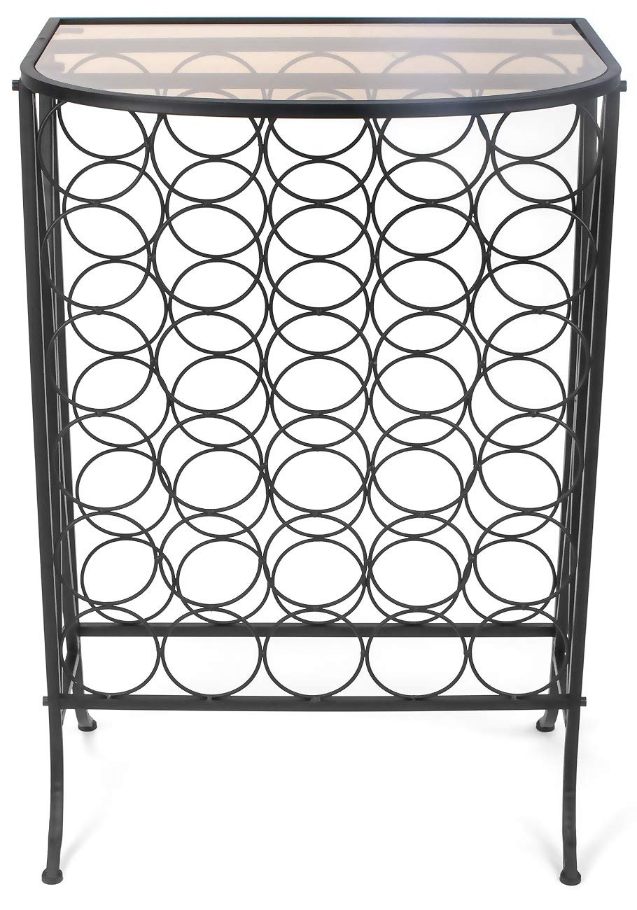 Sorbus Wine Rack Stand Bordeaux Chateau Style with Glass Table - Holds Bottles of Wine - Elegant French Style Wine Rack to Compliment Any Space - Minimal Assembly (Wine Stand - 30 Bottles)