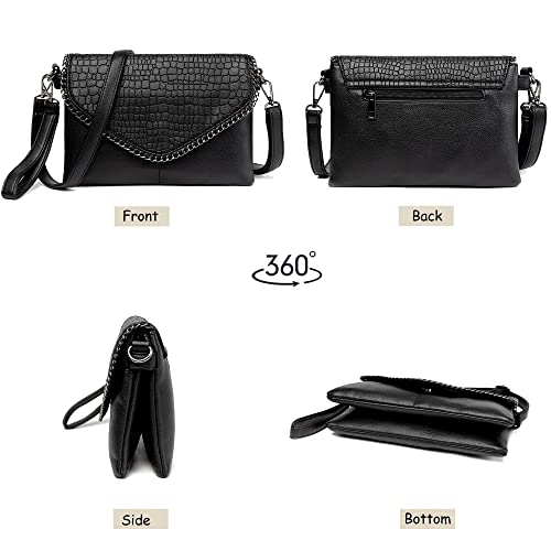 Makukke Crossbody Bags for Women Small Clutch Purses Quilted Satchels Lightweight Handbags Shoulder Bag (Black)