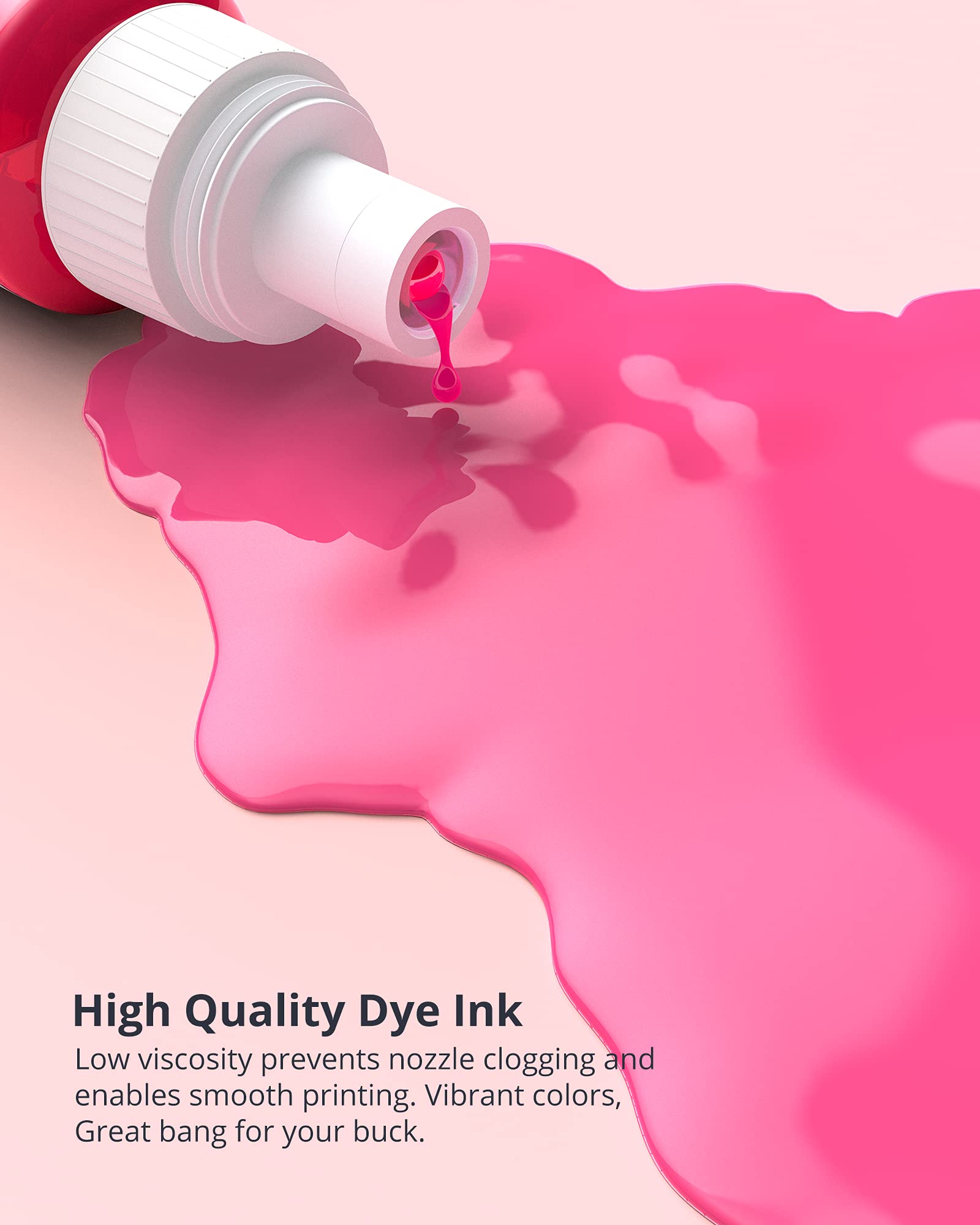 WOKOK Compatible Refill Ink Bottles for EcoTank 522 T522 T522520-S for use with EcoTank ET-2720 ET-2800 ET-2803 ET-4700 Printers (Black, Cyan, Magenta, Yellow) Not Sublimation Ink