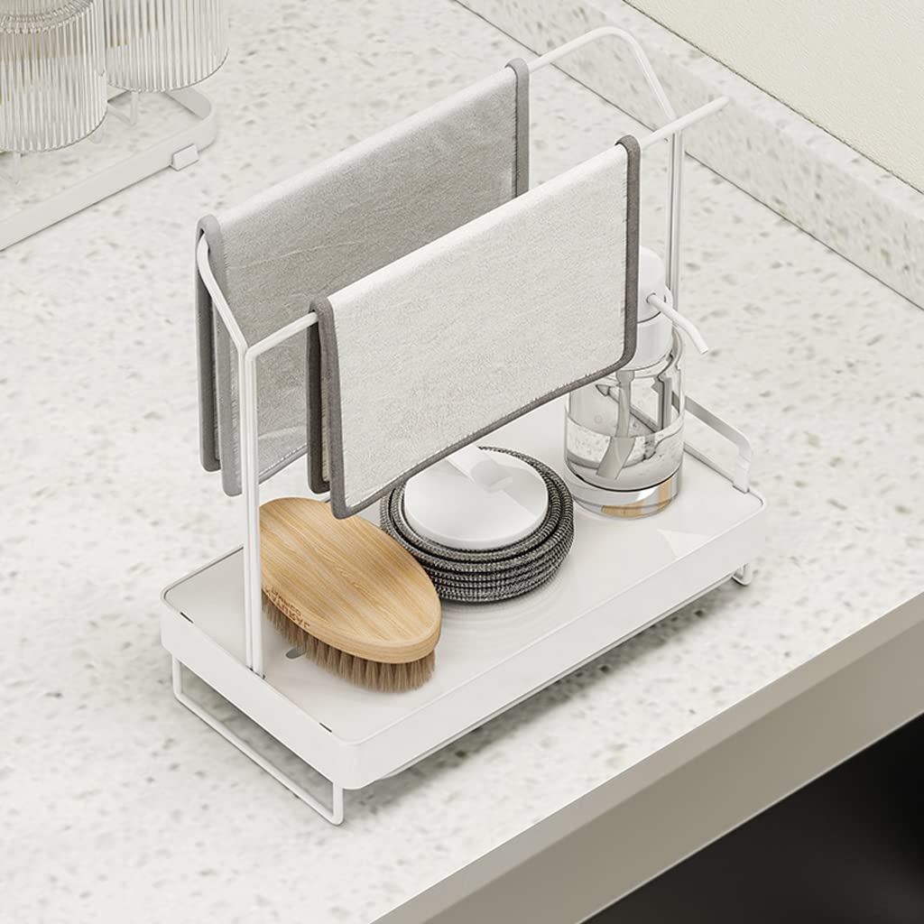 LUVADU ZCX Sink Organizer Sink Storage Drain Rack for Kitchen, Sponge Brush Soap Dishcloth Rack Soap Dispenser Organizer