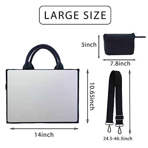 MOAIXUP Canvas Tote Bag for Women, Travel Crossbody Bag, Handbag for School and Office(black, Medium)