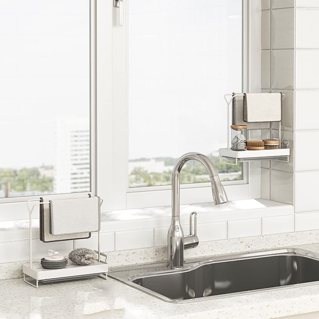LUVADU ZCX Sink Organizer Sink Storage Drain Rack for Kitchen, Sponge Brush Soap Dishcloth Rack Soap Dispenser Organizer