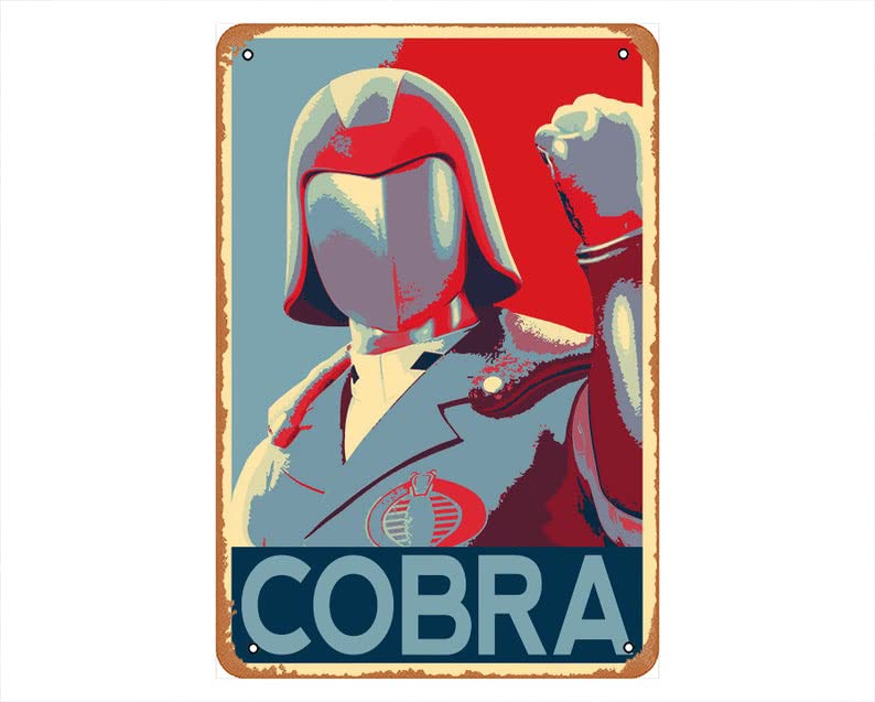 Shvieiart Vintage Metal Tin Sign Retro Cobra Commander Pop Art Illustration - G.I. Joe Cartoon Home Decor in Poster Print or Canvas Bar Pub Garage Gifts Wall Decoration 8x12 INCH