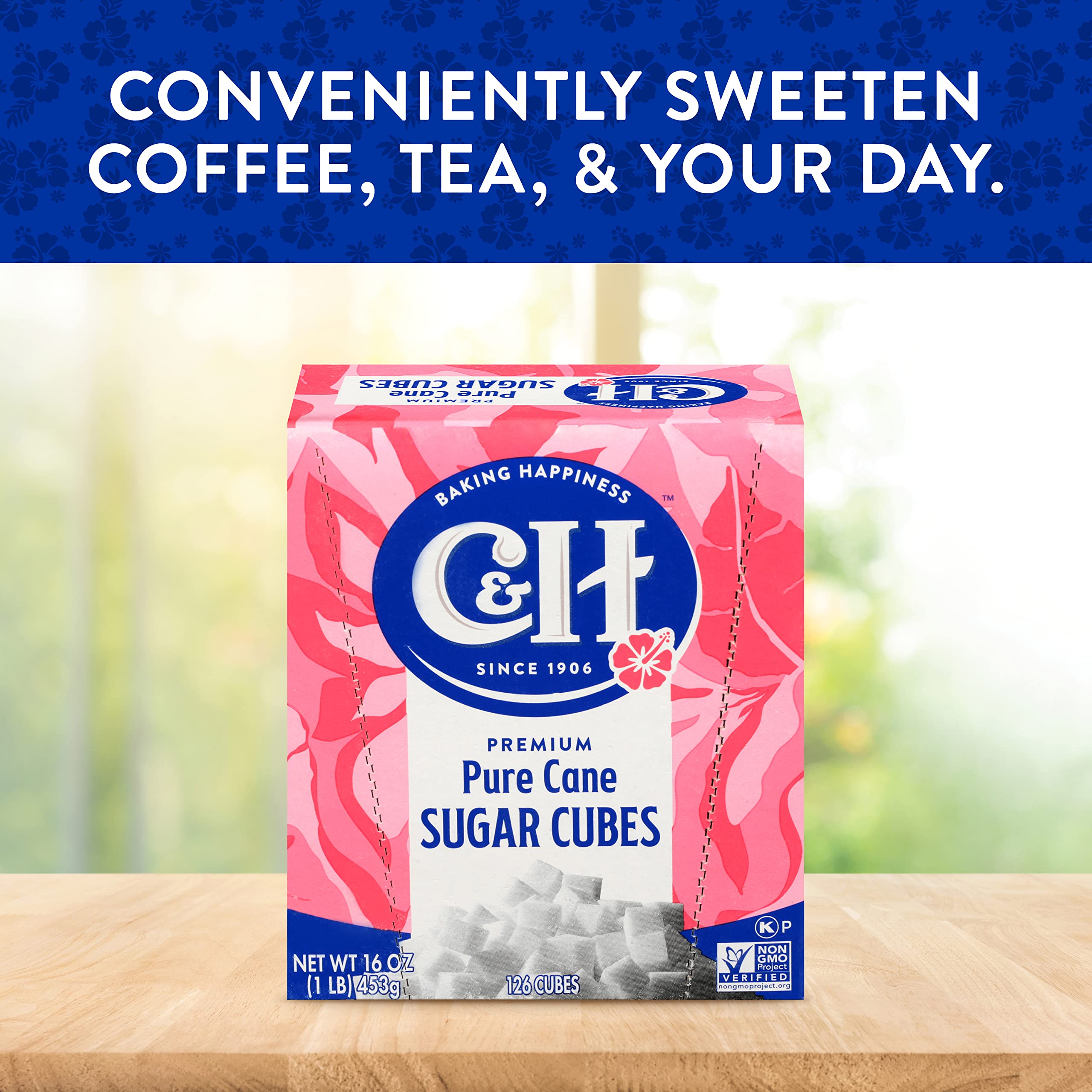 C&H Premium Pure Cane Sugar Cubes, 1 LB Box (Pack of 3)