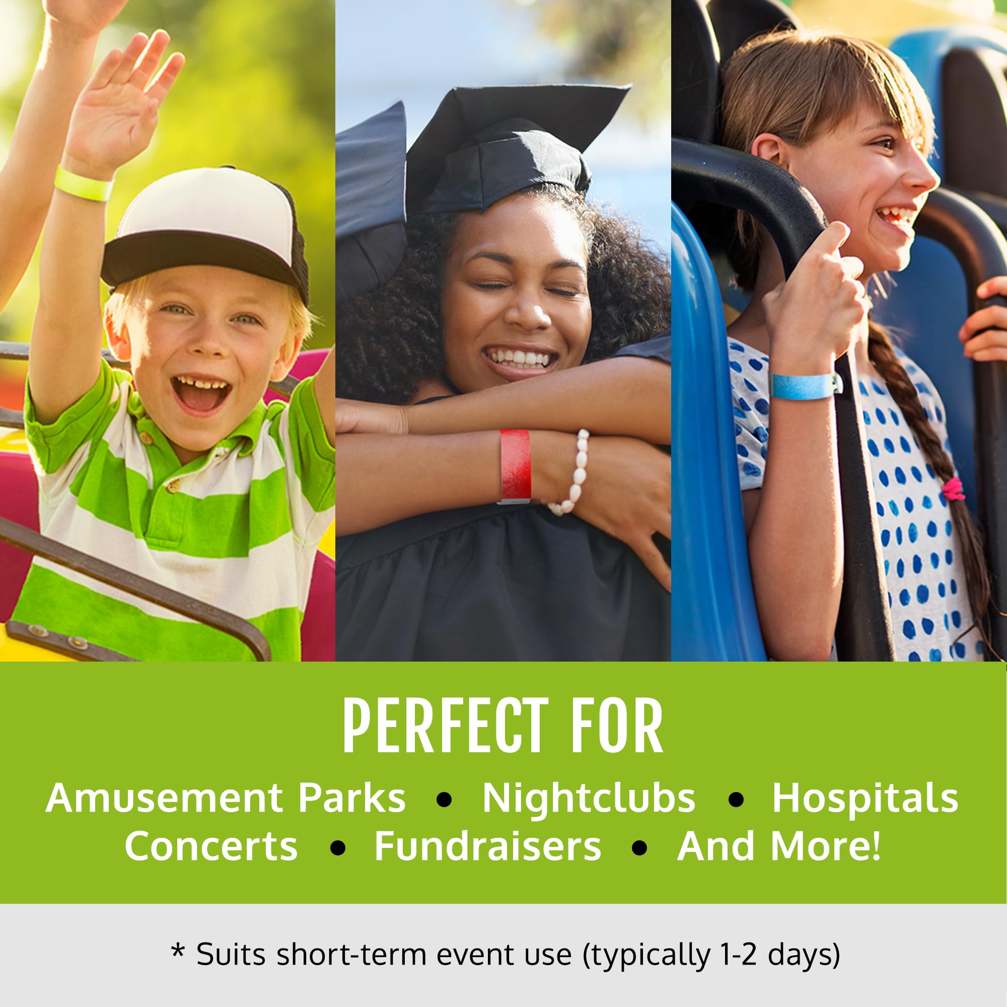 WristCo 3/4" Tyvek Wristbands | Lightweight |Durable | Waterproof | Great for Events and Screening | Neon Yellow | 500 Paper Wristbands