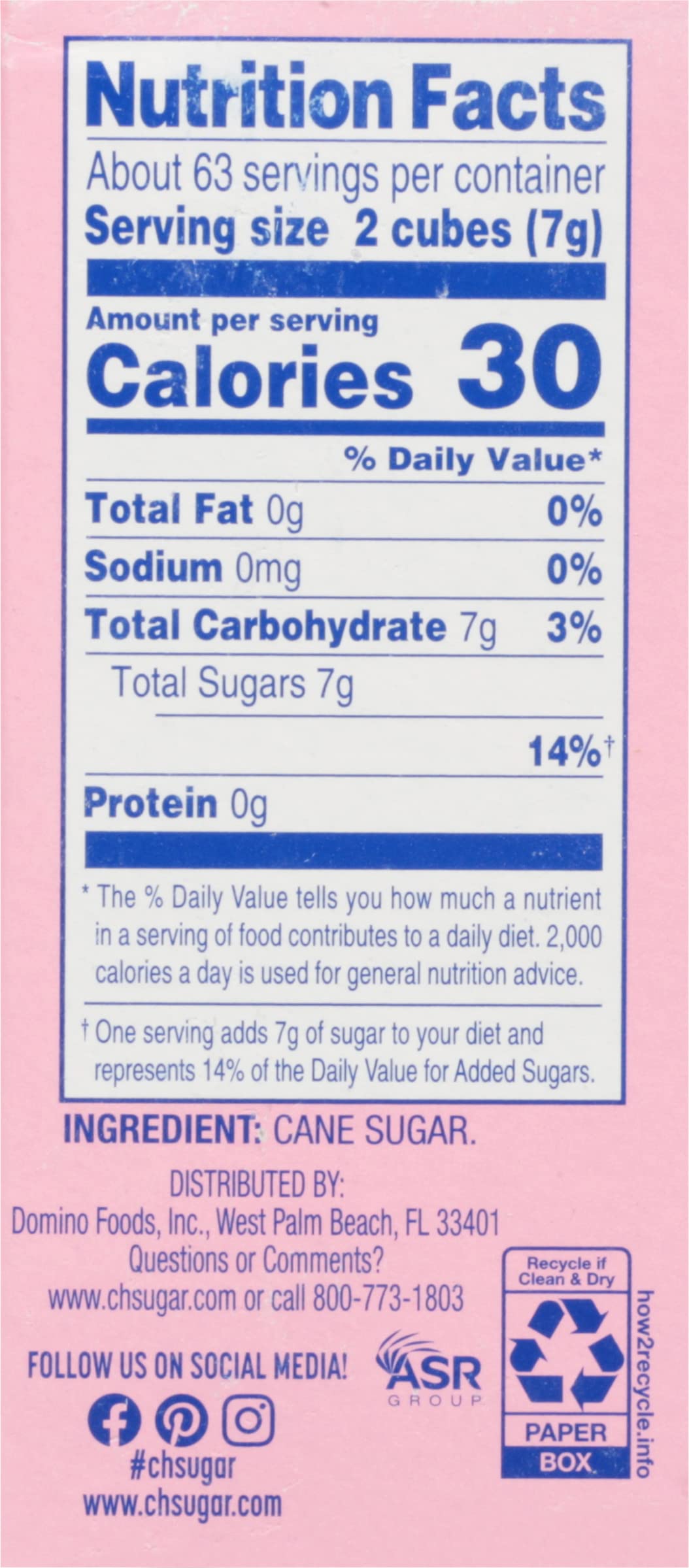 C&H Premium Pure Cane Sugar Cubes, 1 LB Box (Pack of 3)