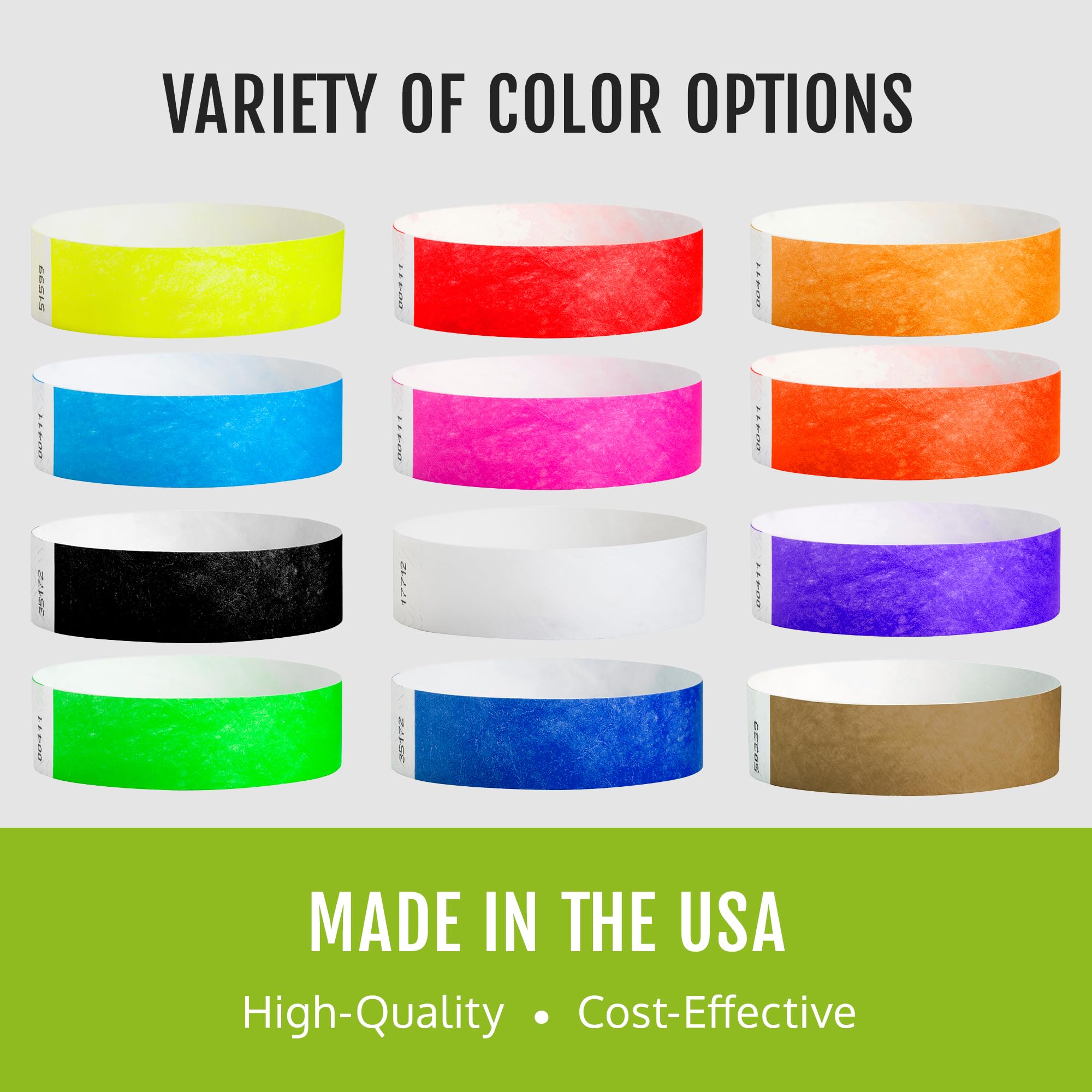 WristCo 3/4" Tyvek Wristbands | Lightweight |Durable | Waterproof | Great for Events and Screening | Neon Yellow | 500 Paper Wristbands