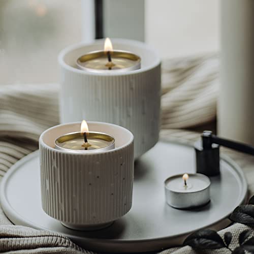 AlterEgo Unscented Tea Lights - 100 Pack Tealight Candles - 4+ Hour Burn Time - Clean-Burning White Palm Votive Smokeless Tealights Candles for Home, Shabbat & Anniversaries (100Pack)