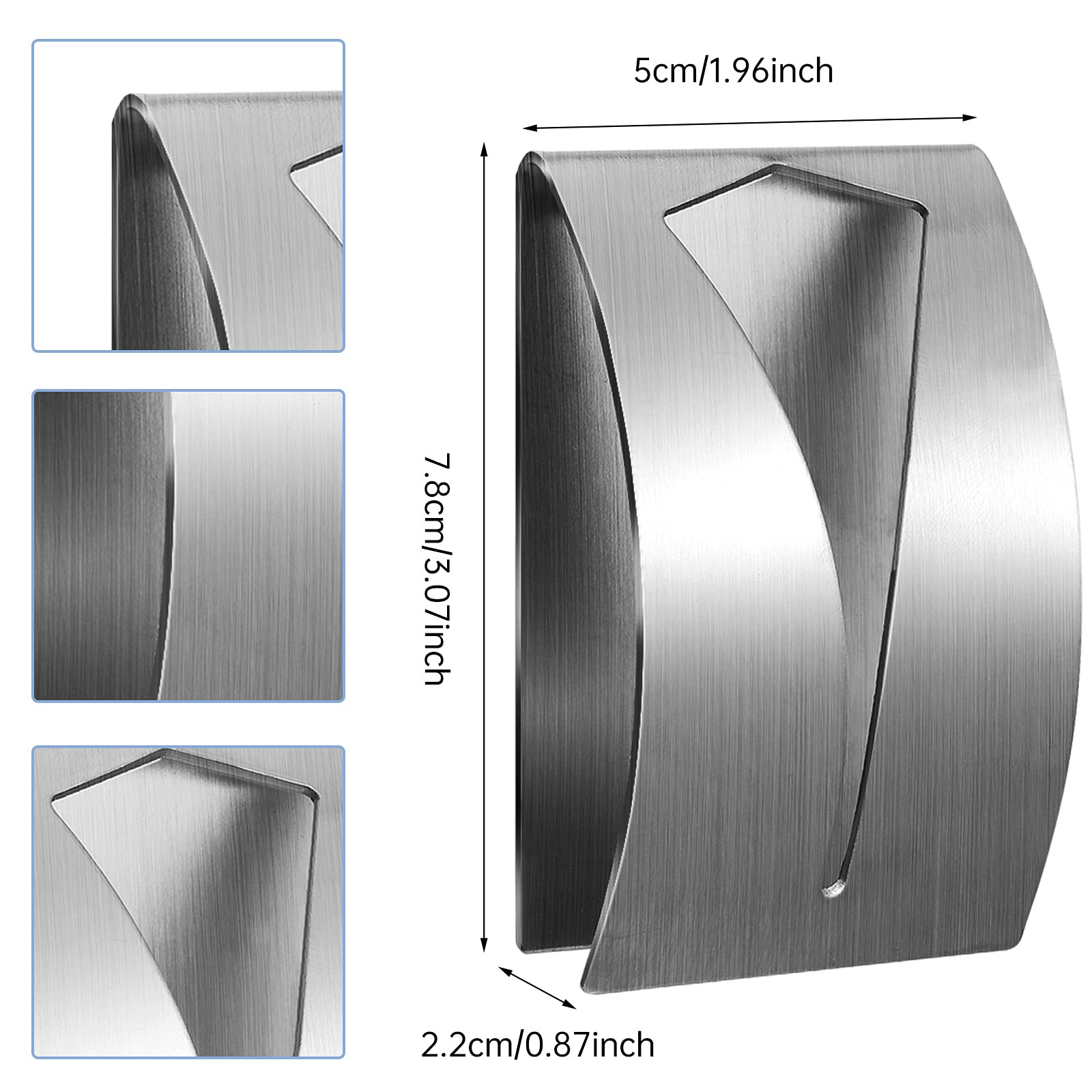 4 Pcs Kitchen Towel Holder Grabber Self Adhesive, Stainless Steel Kitchen Dish Towel Hook ,Wall Mount Non-Drilling Hand Towel Hanger Towel Holders for Bathroom Kitchen Cabinet
