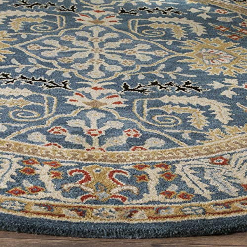 Safavieh Antiquity Collection 4' Round Dark Blue/Multi AT64B Handmade Traditional Oriental Wool Area Rug