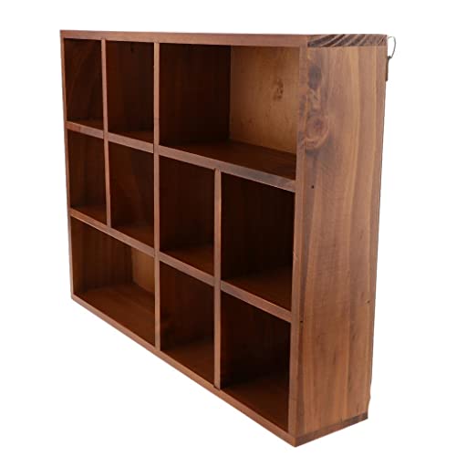KLKCMS Hanging 10 Grid Wall Shelf for Trophy Photo Frames Collectibles Display