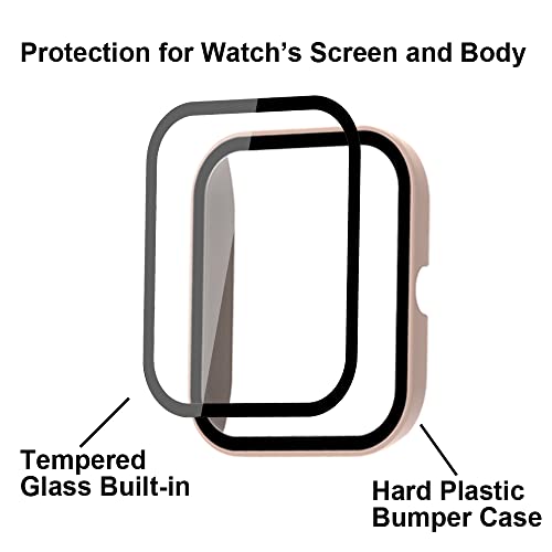 smaate Watch Cases with Screen Protector for S2, Compatible with TOZO S2 1.69” Smartwatch, Hard PC Case with Tempered Glass Screen Protector, Protecting Watch Body & Screen, Anti-Scratch Anti-Shatter