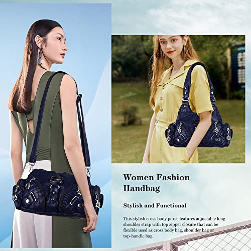 Angel Kiss Small Hobo Bags for Women Multi Pockets Purses Long Strap Handbags Adjustable Shoulder Bags for Everdayuse