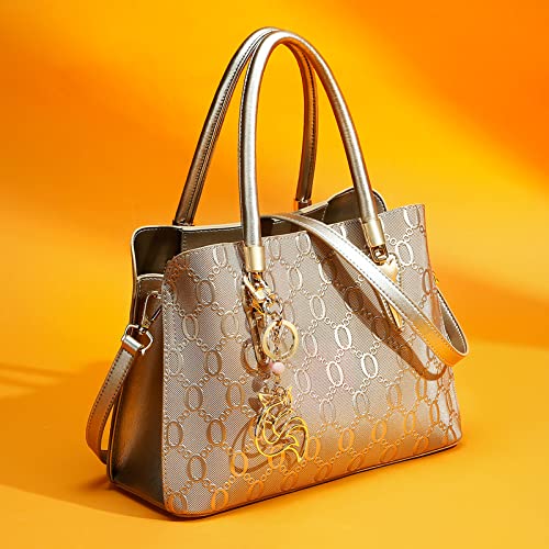 FOXLOVER Small Cow Leather Handbags for Women Shoulder Bag Monogram Designer Tote Bag Top-Handle Satchel Purse