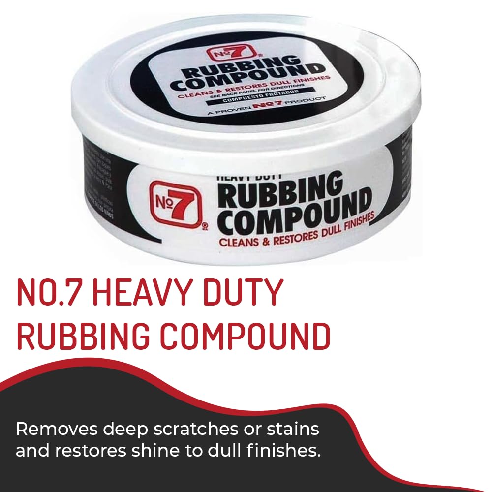 No.7 Heavy Duty Rubbing Compound - 10 Fl Oz - Cleans and Restores - Removes Deep Scratches and Stains - Restores Shine to Dull Finishes