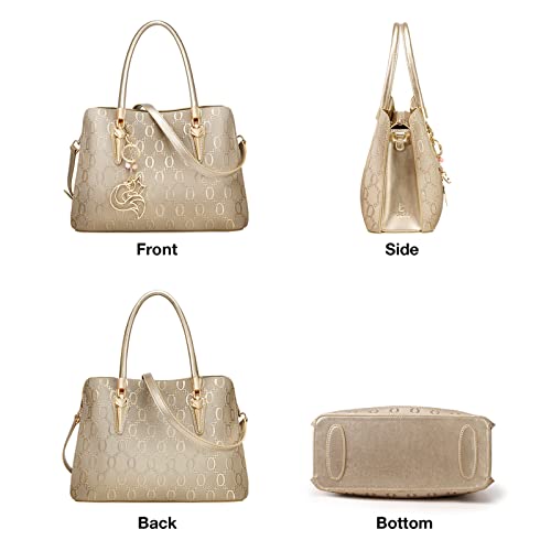FOXLOVER Small Cow Leather Handbags for Women Shoulder Bag Monogram Designer Tote Bag Top-Handle Satchel Purse