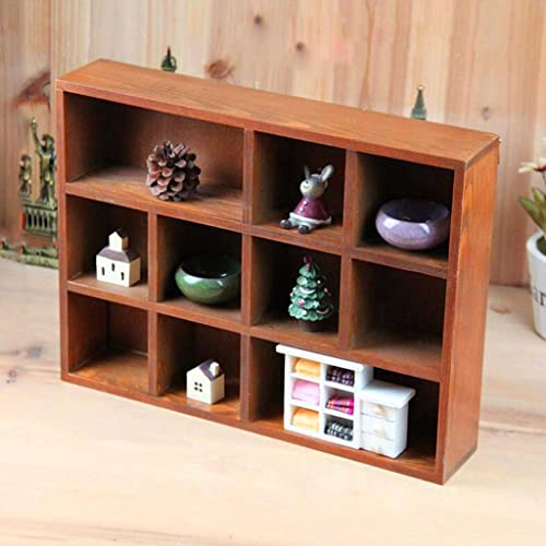 KLKCMS Hanging 10 Grid Wall Shelf for Trophy Photo Frames Collectibles Display