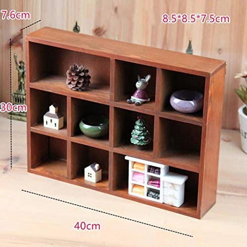 KLKCMS Hanging 10 Grid Wall Shelf for Trophy Photo Frames Collectibles Display
