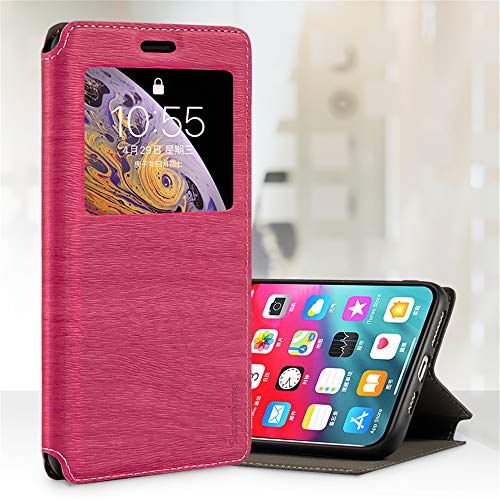 for Gigaset GS160 Case, Wood Grain Leather Case with Card Holder and Window, Magnetic Flip Cover for Gigaset GS160 (5β)
