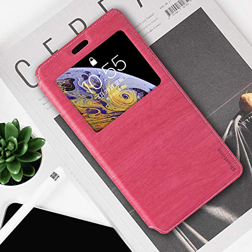 for Gigaset GS160 Case, Wood Grain Leather Case with Card Holder and Window, Magnetic Flip Cover for Gigaset GS160 (5β)