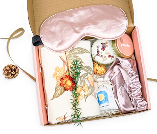 Personalized Gifts | Care Package for Women, Gifts for Girlfriend, Best Mom Ever Gifts, Birthday Gift Basket 6-PCS Includes Scented Candle and Sachet, Sleep Mask, Makeup Headband, Wash Cloth Set of 2