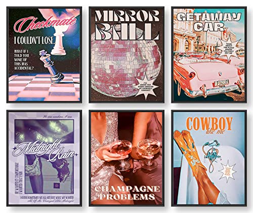 ZJNB Vintage Taylor Music Swift Poster for Room Aesthetic, Retro Album Wall Decor, Music Posters (Set of 6, 8 in x 10 in, Unframed)