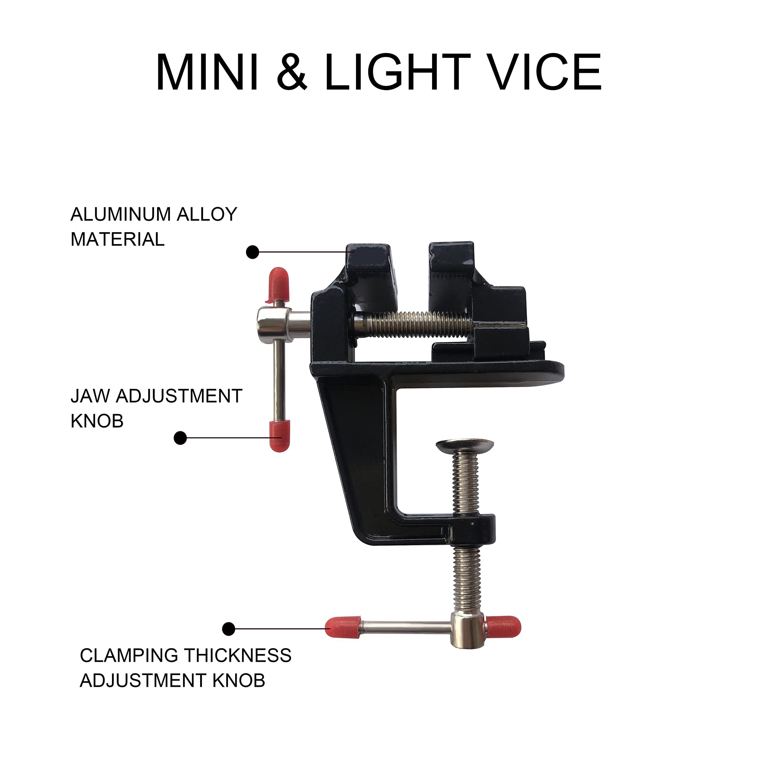 Mini Table Clamp, Small Bench Vice for Jewelers Hobby Clamps Craft Repair Tool Portable Work Bench Vise (mini) (BLACK, MINI 1.4 INCH)