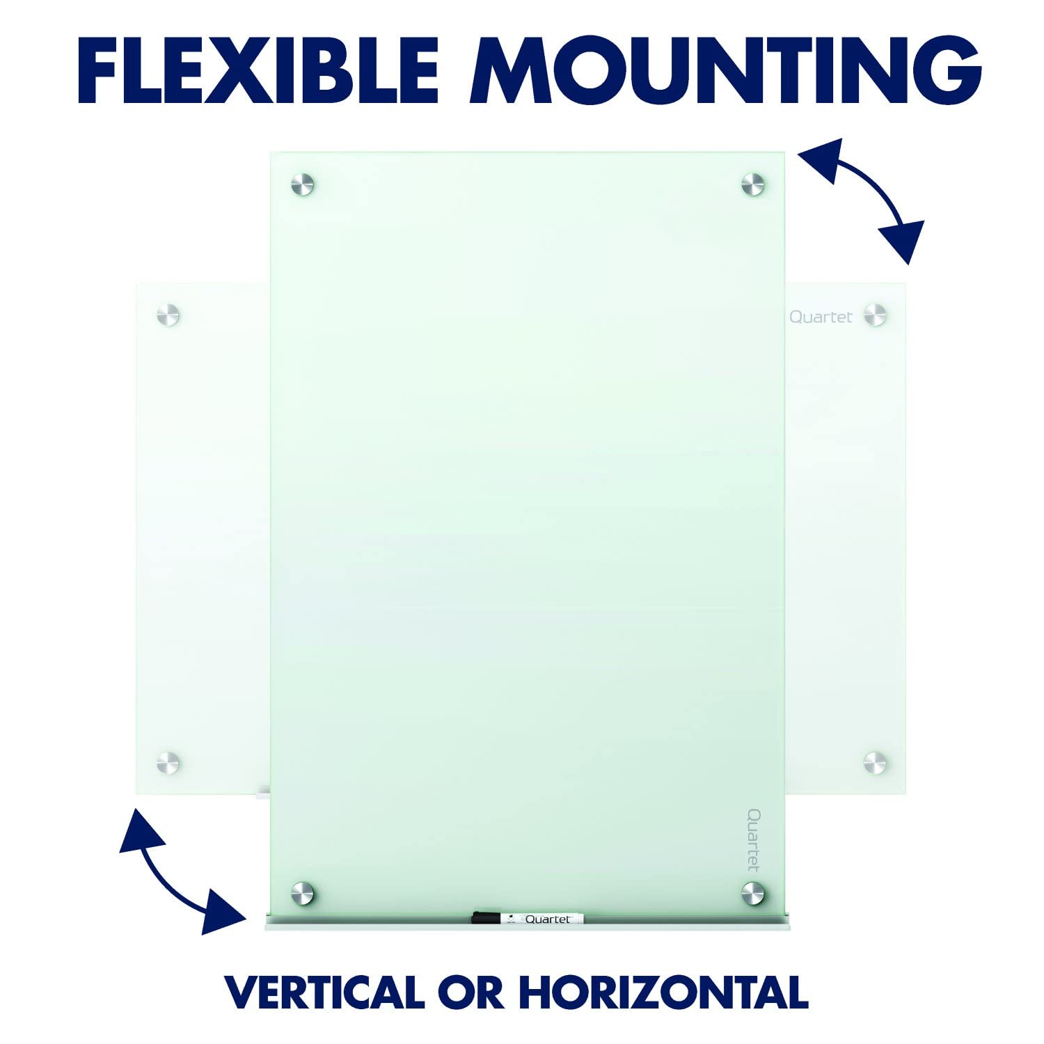 Quartet Glass Whiteboard, Magnetic Dry Erase White Board, 4' x 3', Frameless Infinity Wall Hanging Mount, Home School Supplies or Home Office Decor, Includes 2 Magnets, 1 Dry Erase Marker (G4836W)