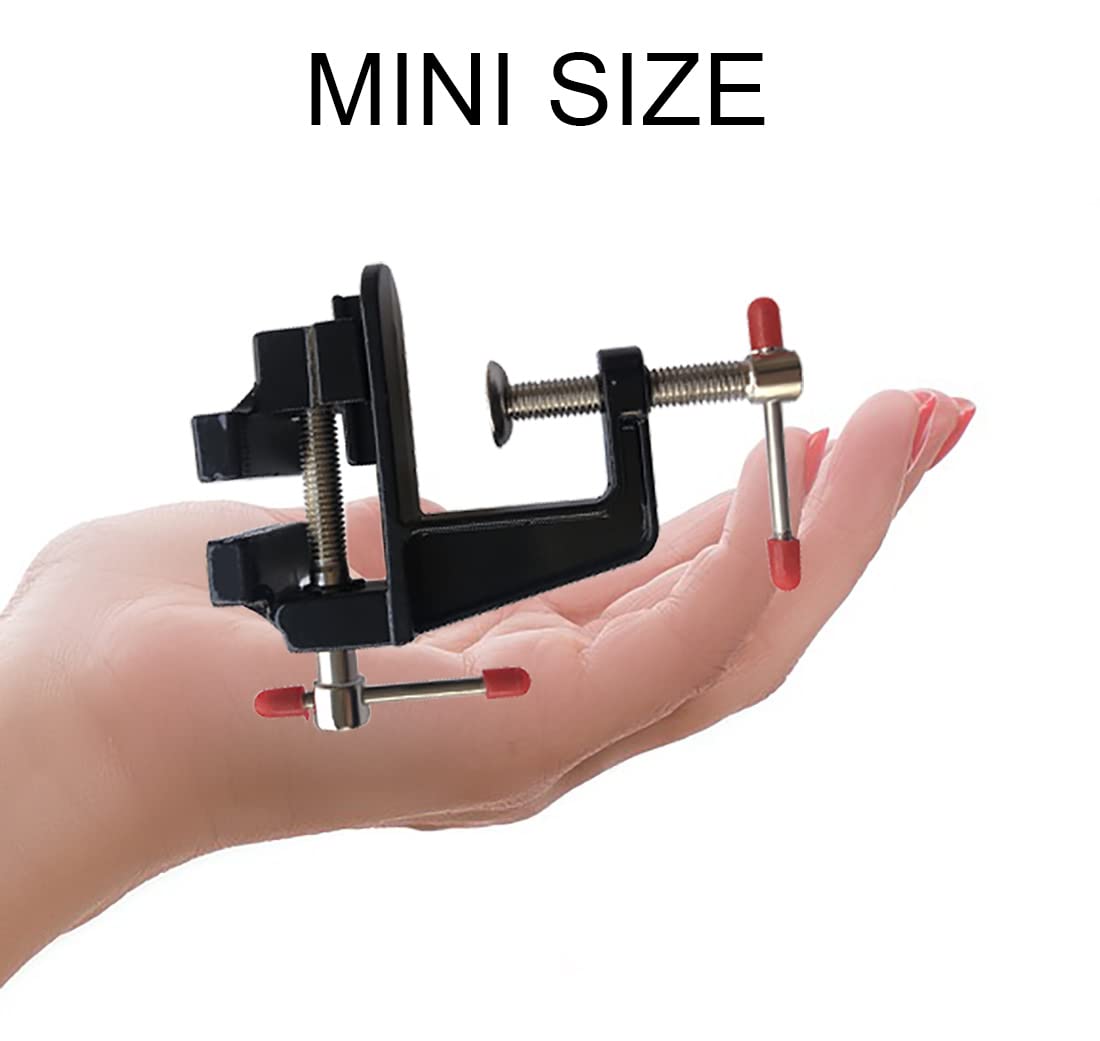 Mini Table Clamp, Small Bench Vice for Jewelers Hobby Clamps Craft Repair Tool Portable Work Bench Vise (mini) (BLACK, MINI 1.4 INCH)
