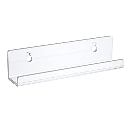 esowemsn 2 Sets of Clear Acrylic Shelves Wall Mounted Floating Display Shelves with Screws Clear Invisible Bookshelves Best for Record Storage,Picture Display,Magazine,Book,Files Organizer
