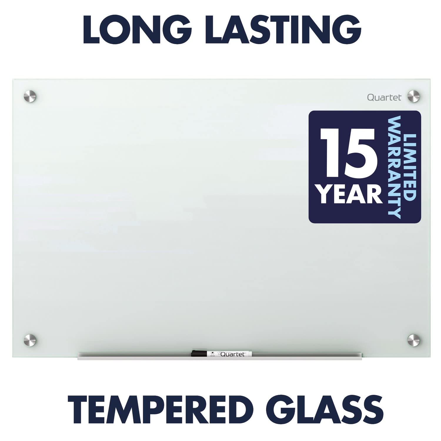Quartet Glass Whiteboard, Magnetic Dry Erase White Board, 4' x 3', Frameless Infinity Wall Hanging Mount, Home School Supplies or Home Office Decor, Includes 2 Magnets, 1 Dry Erase Marker (G4836W)