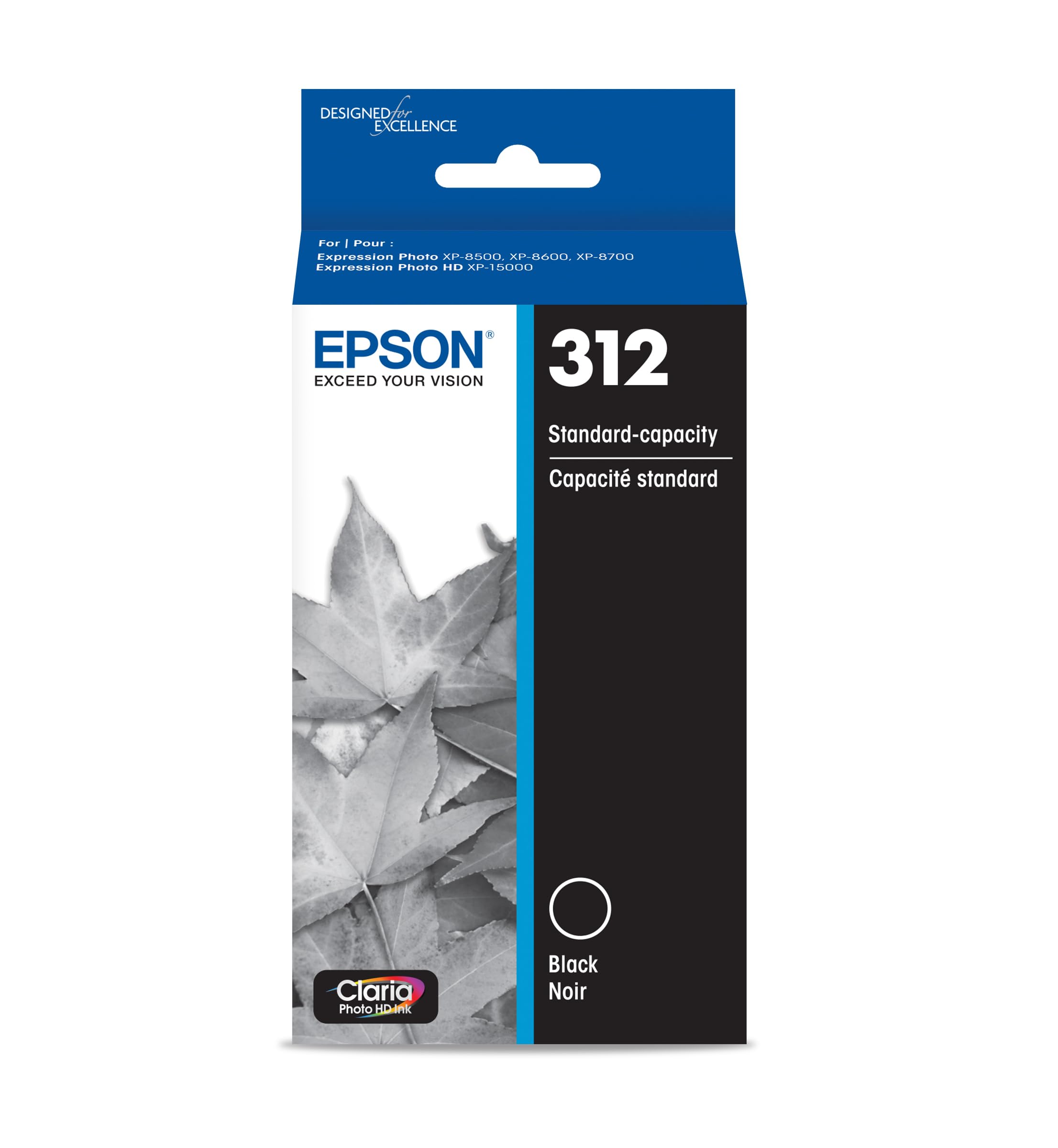 EPSON T312 Claria Photo HD -Ink Standard Capacity Photo Black -Cartridge (T312120-S) for select Epson Expression Photo Printers
