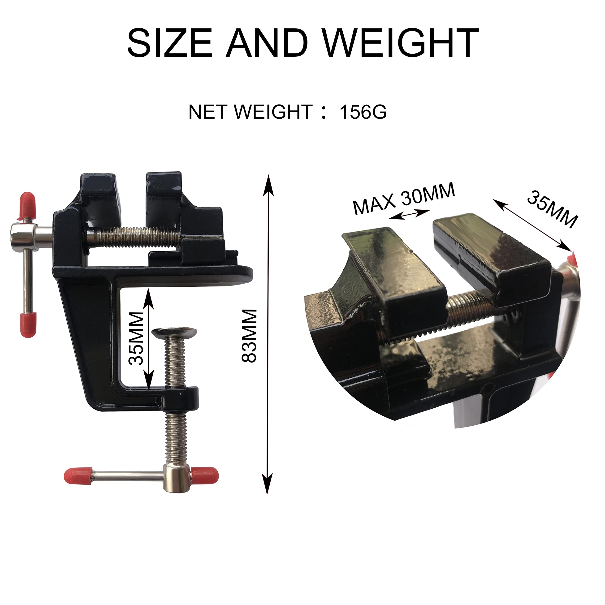 Mini Table Clamp, Small Bench Vice for Jewelers Hobby Clamps Craft Repair Tool Portable Work Bench Vise (mini) (BLACK, MINI 1.4 INCH)