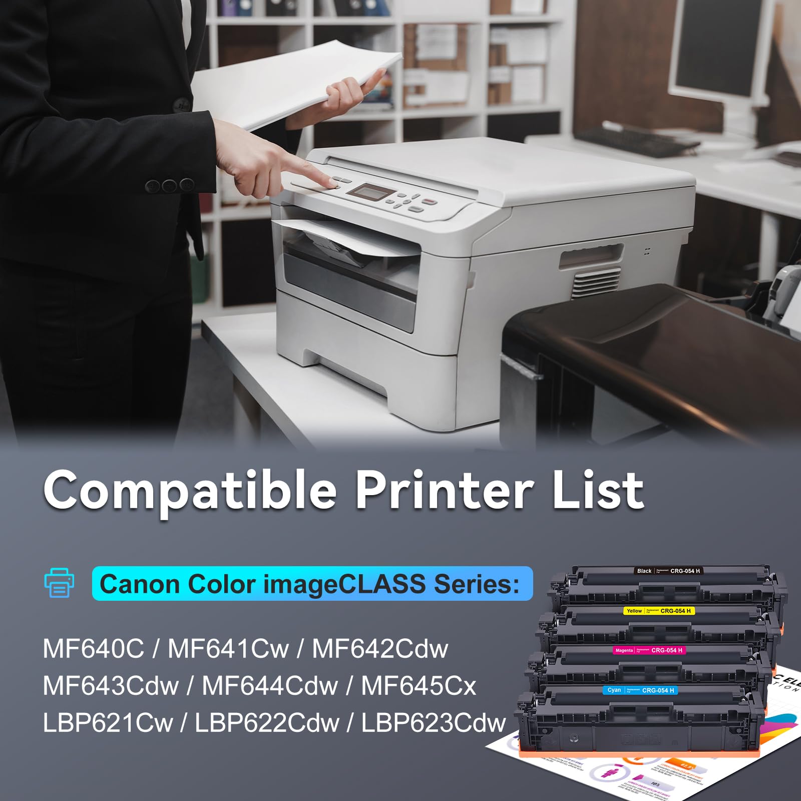 MYTONER 054H Compatible Toner Cartridge Set Replacement for Canon 054H Cartridges 054 Toner for LBP620 MF642Cdw MF640C MF642Cdw MF644Cdw LBP622Cdw Printer (Black Cyan Magenta Yellow,4-Pack)